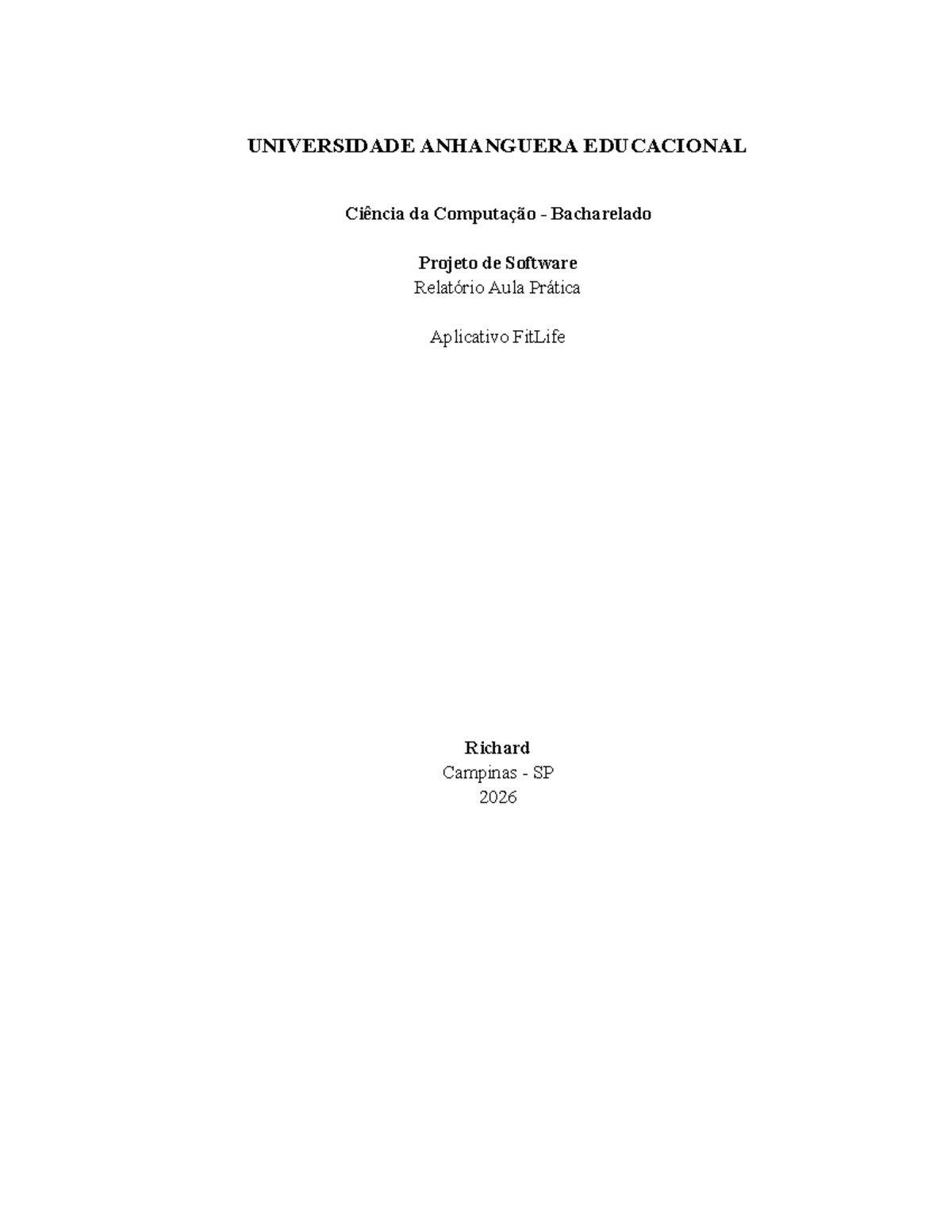 Relatório de Projeto de Software - ABNT - Ciência da Computação - Studocu