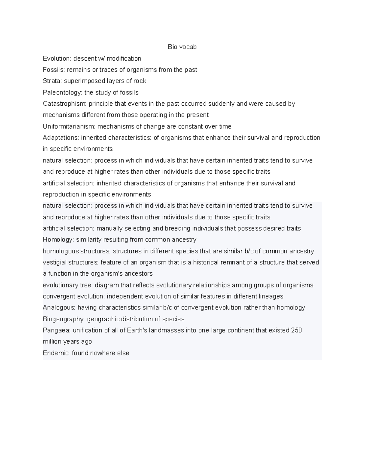 Bio Vocab Study Guide: Key Terms in Evolution and Paleontology - Studocu