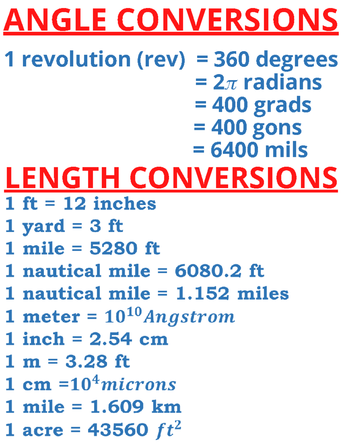 609192891 Constant AND Conversions - ANGLE CONVERSIONS 1 revolution ...