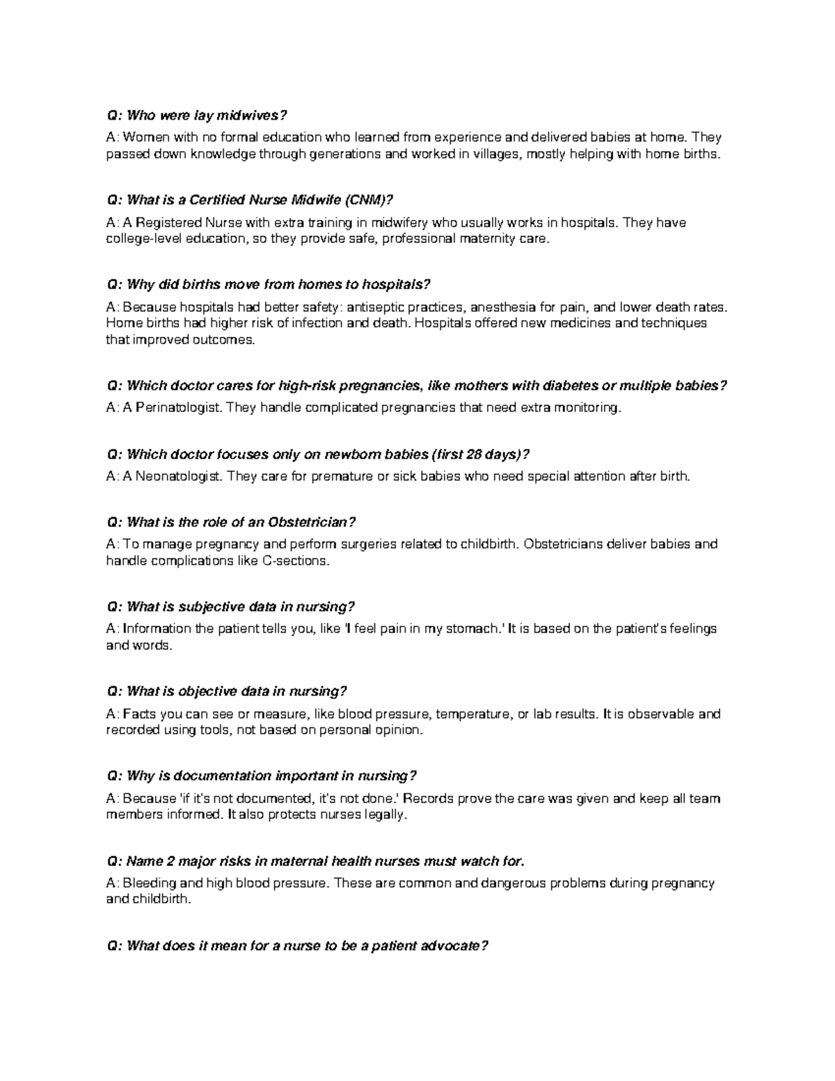 Maternity Day 1 Flashcards: Midwifery & Nursing Essentials - Studocu
