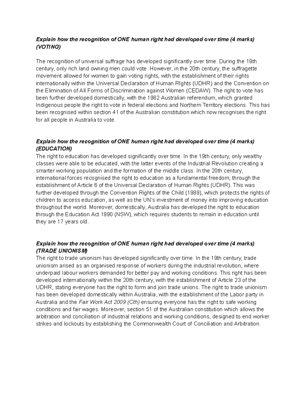Human Rights Development Over Time: Voting, Education, and More (Part ...