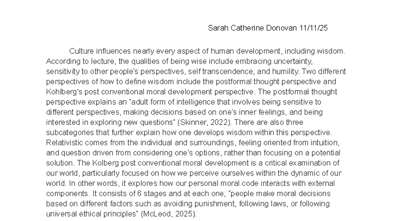 Psych 301: Culture's Impact on Wisdom Development in Human Life - Studocu
