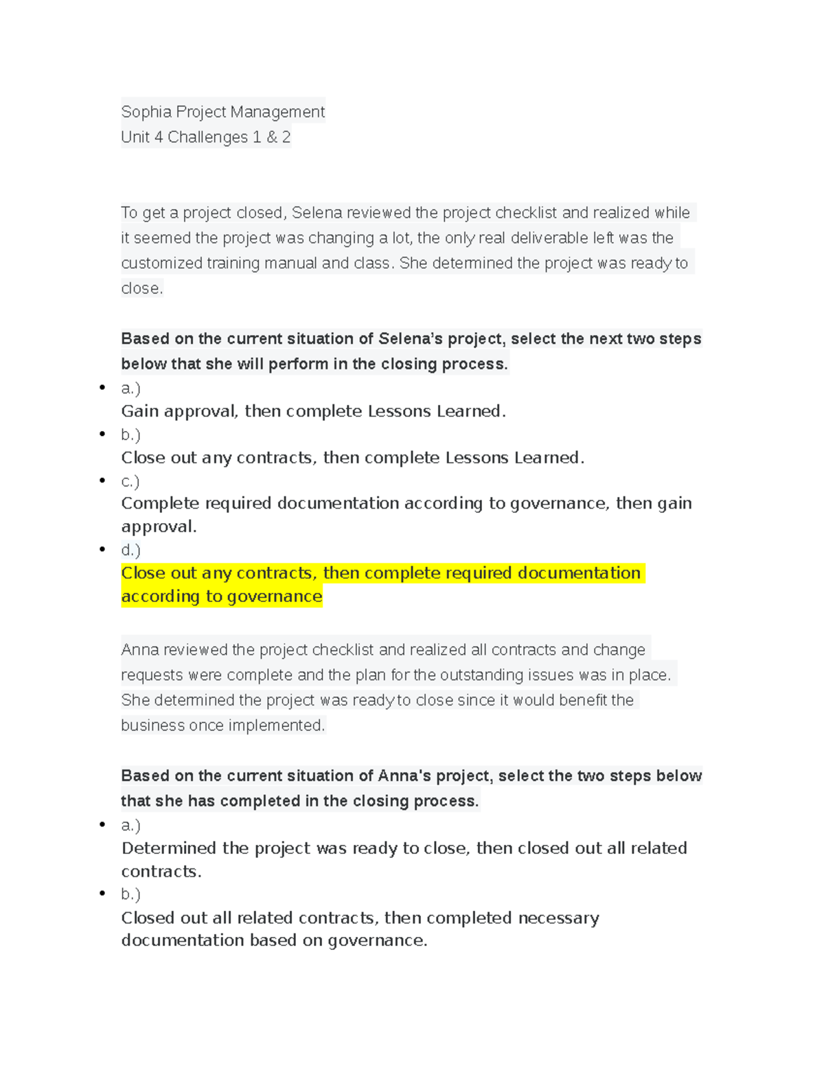 PM375 Unit 4 Challenge 1 2 - Sophia Project Management Unit 4 ...