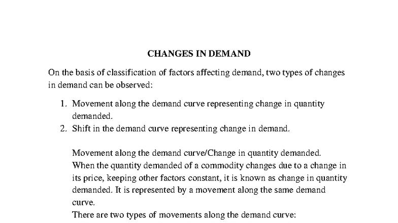 Changes in Demand - Notes (ECO 101) - Studocu
