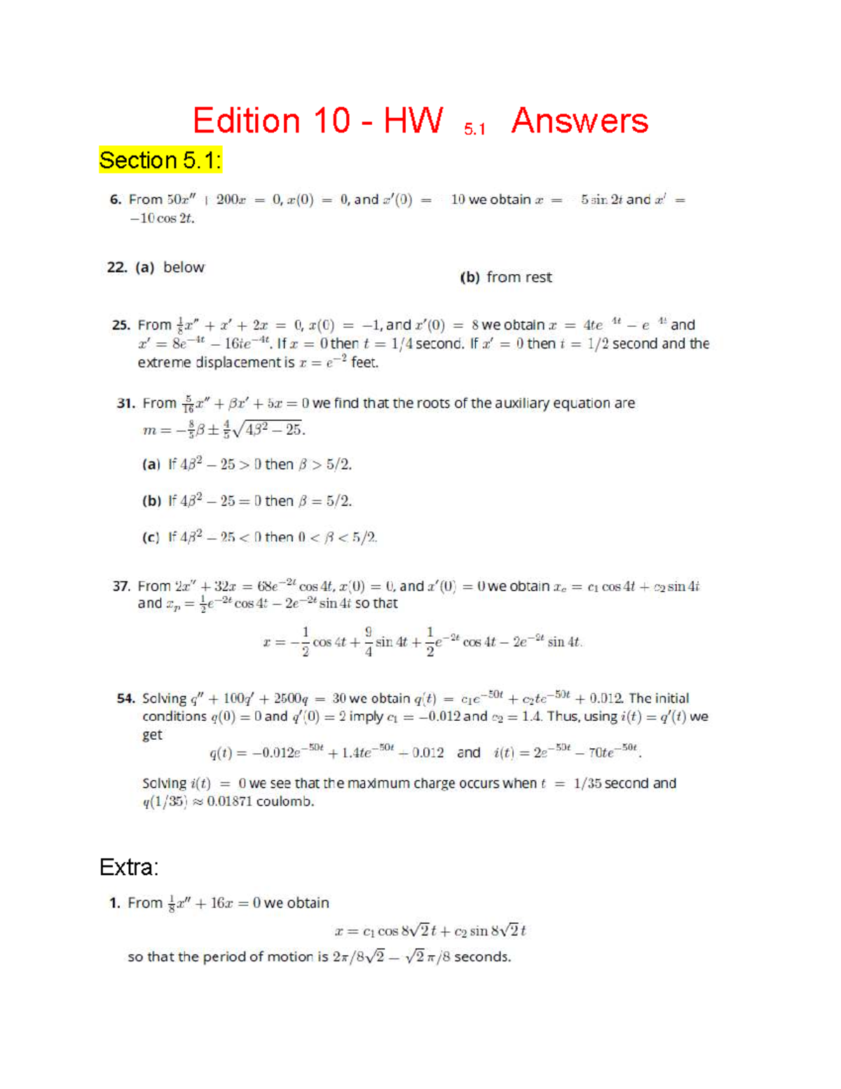 HW 5.1 Solutions: Detailed Answers and Explanations - Studocu