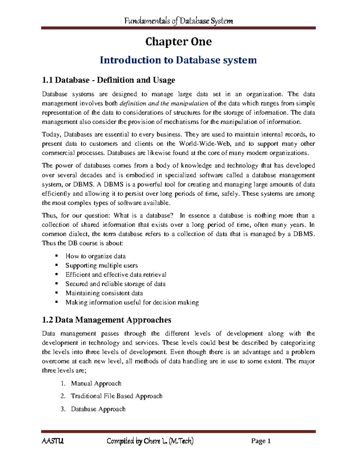 Chapter 3 - this is data base lecture note - Database Systems - Addis Ababa Science and ...