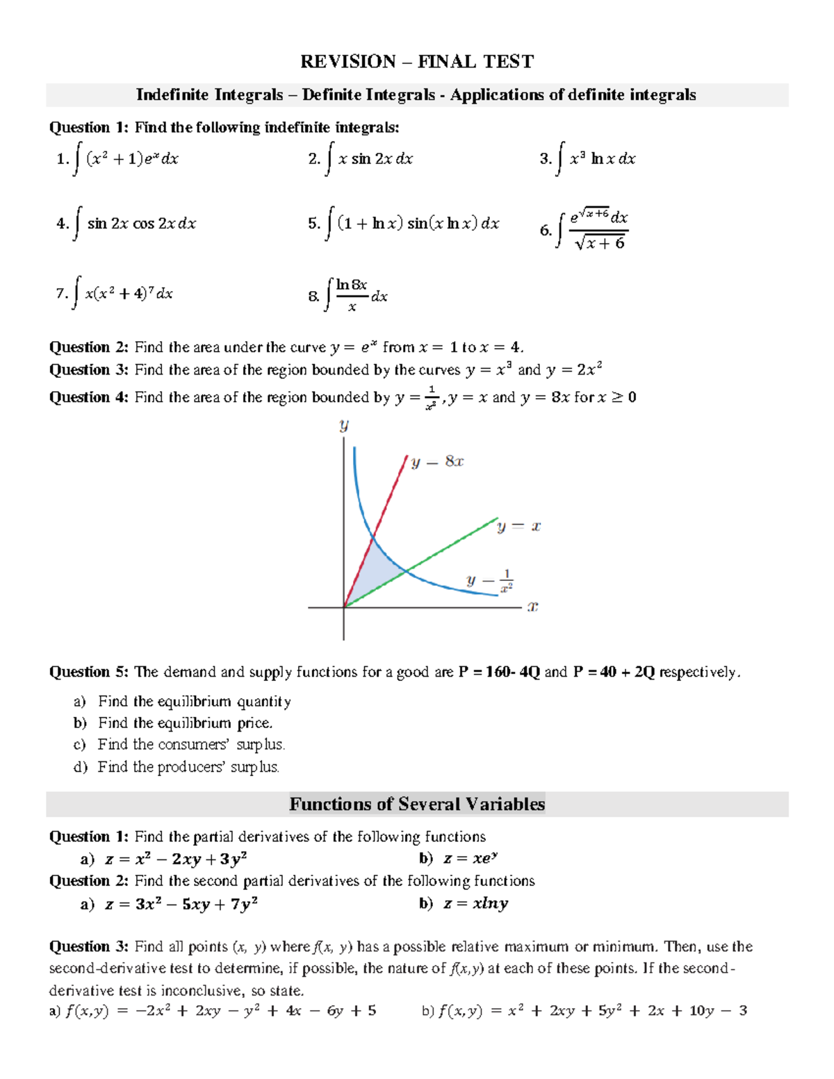 [Revision] Final Test - Good job - REVISION – FINAL TEST Indefinite ...