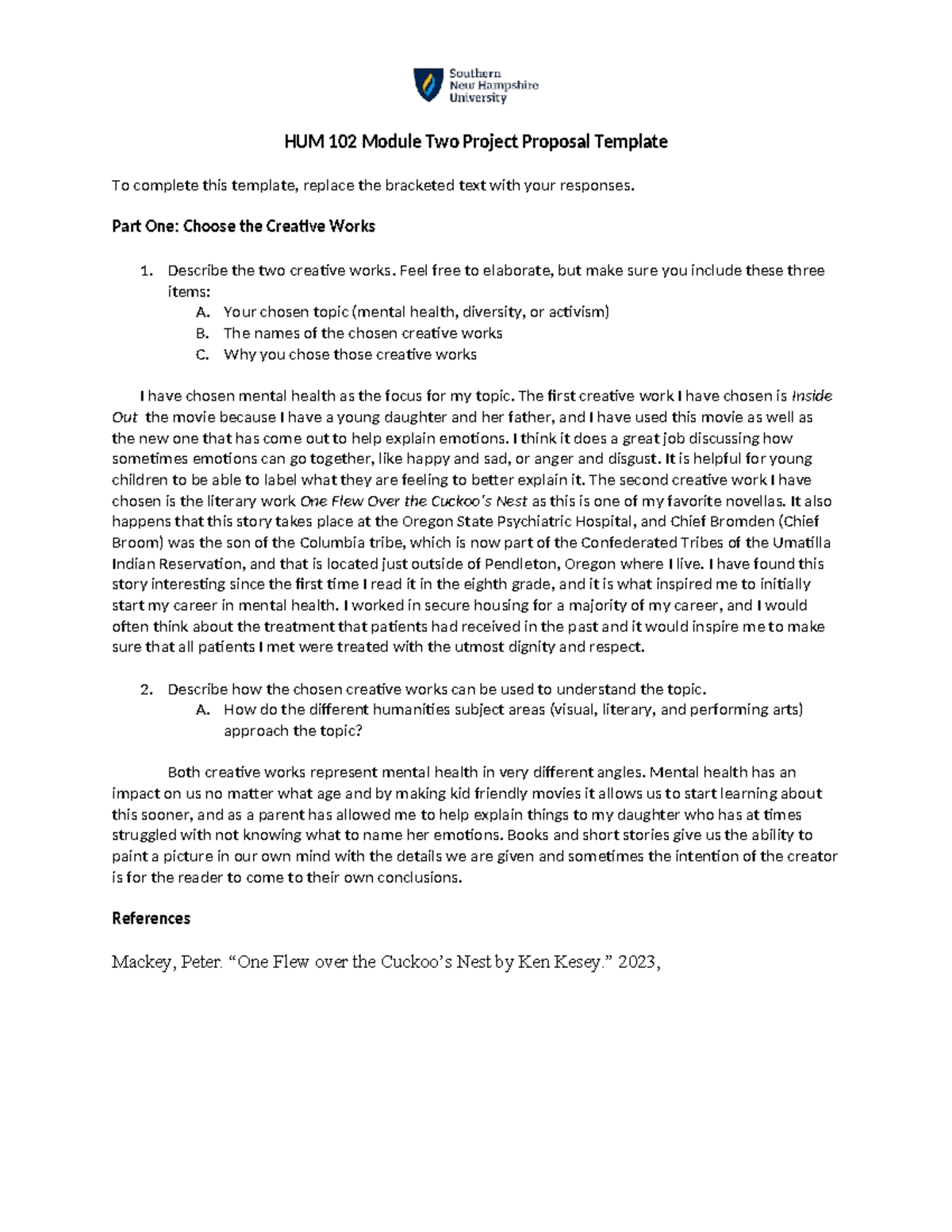 HUM 102 Module Two Project Proposal: Mental Health Focus - Studocu