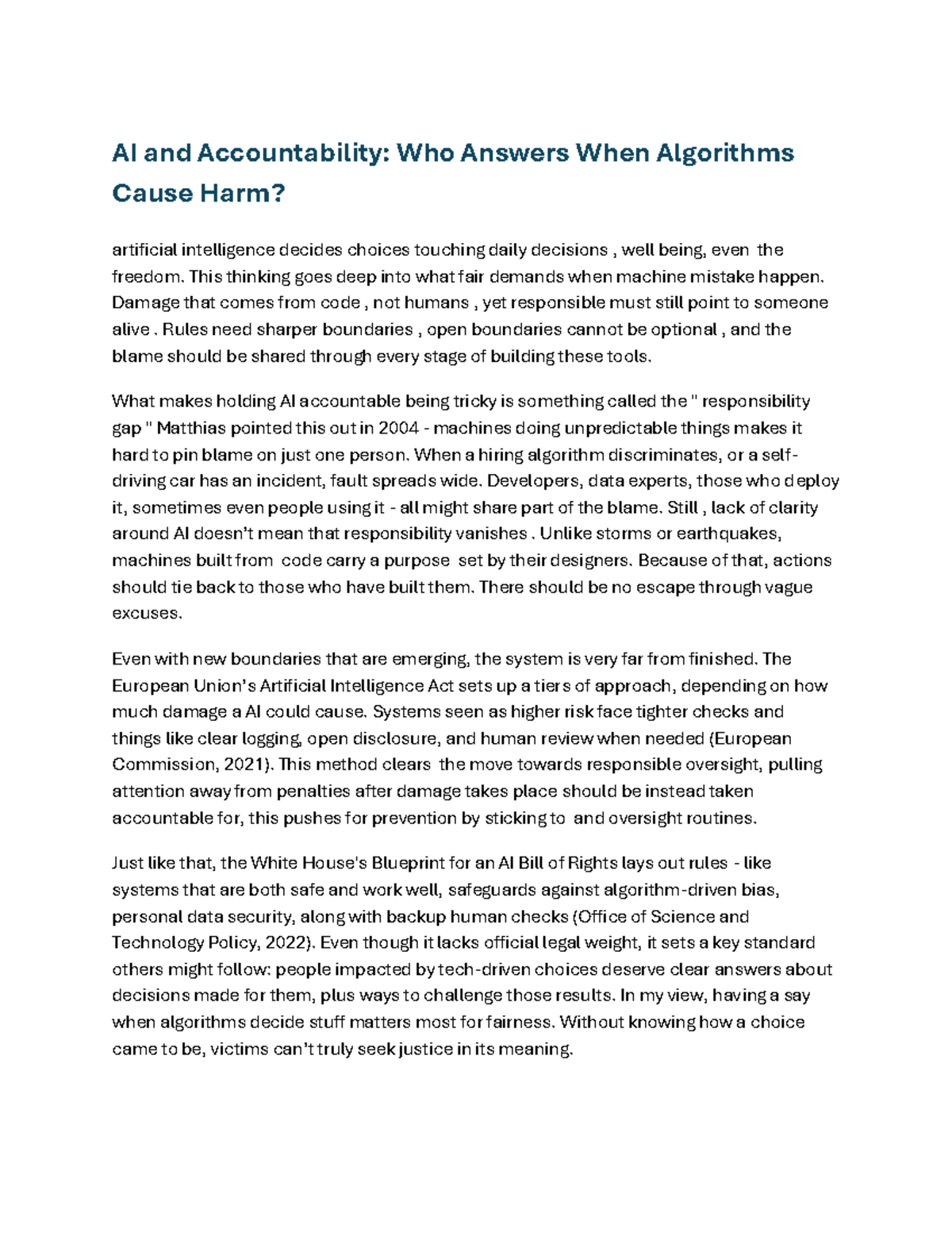 AI and Accountability: Examining Responsibility Gaps in Algorithms ...