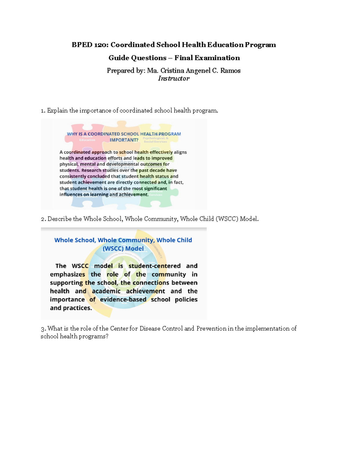 (BPED 120) Final Exam Guide on Coordinated School Health Education ...