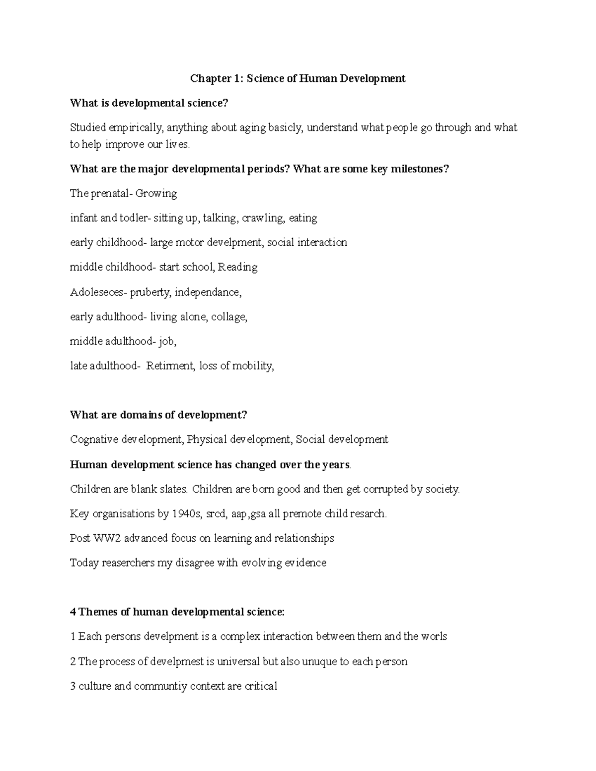 Chapter 1: Human Development Science - Key Concepts & Milestones - Studocu