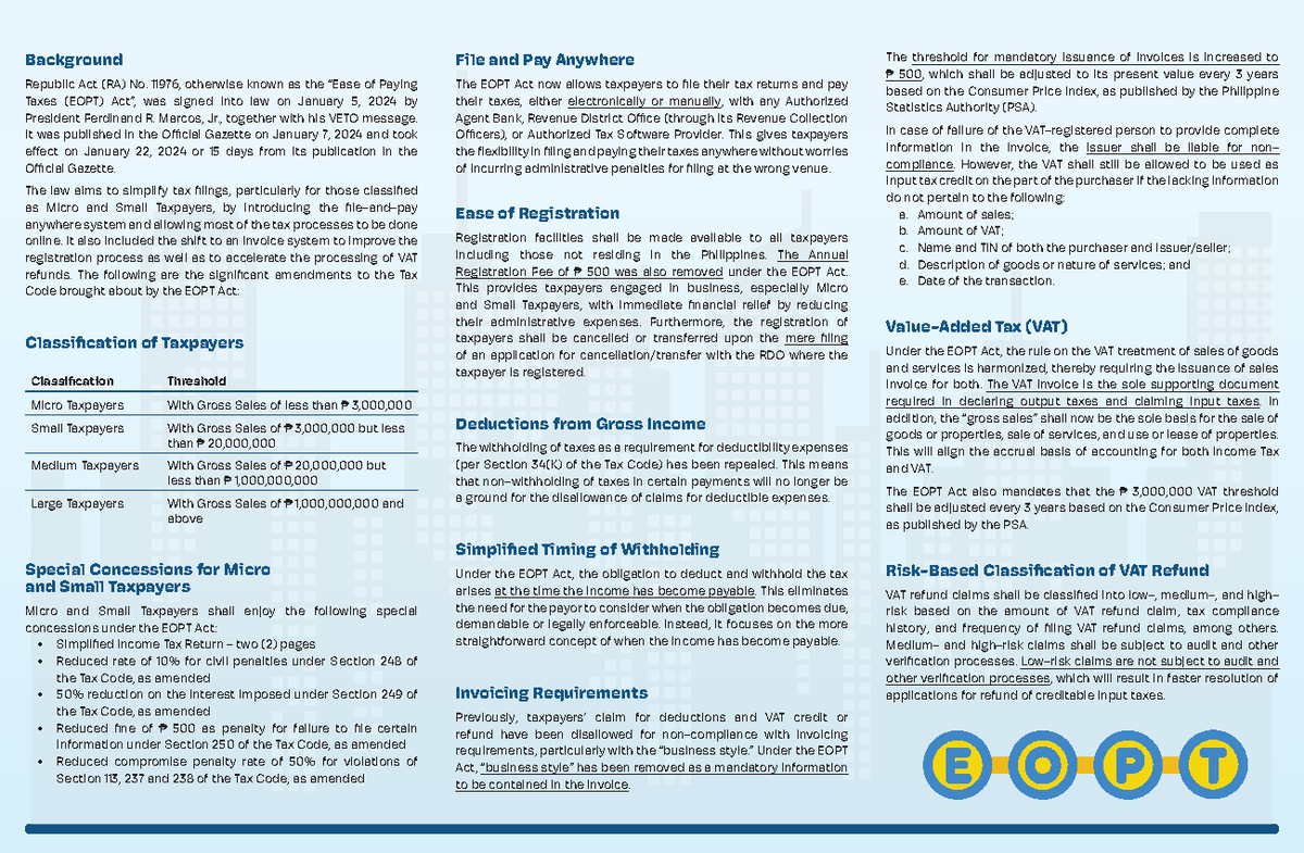 EOPT Act Overview: Simplifying Tax Payments for Micro & Small Taxpayers ...