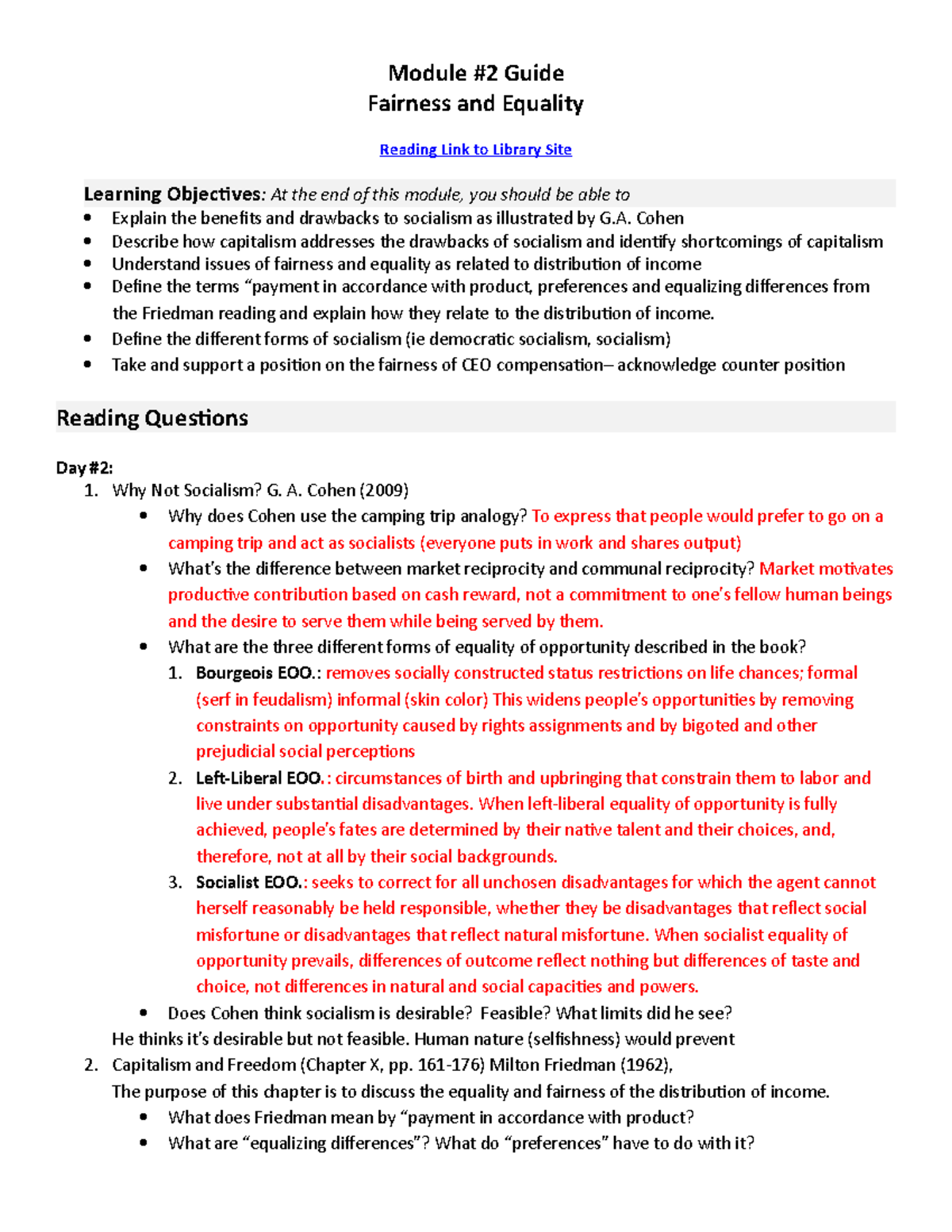 Module 2 Reading Guide - Module #2 Guide Fairness and Equality Reading ...