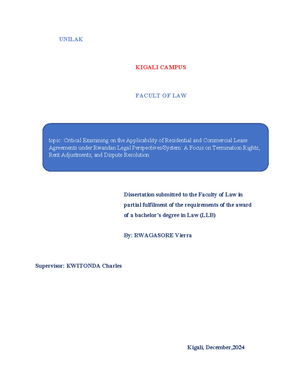 Critical Examination of Residential & Commercial Lease Agreements - LLB Dissertation - Studocu