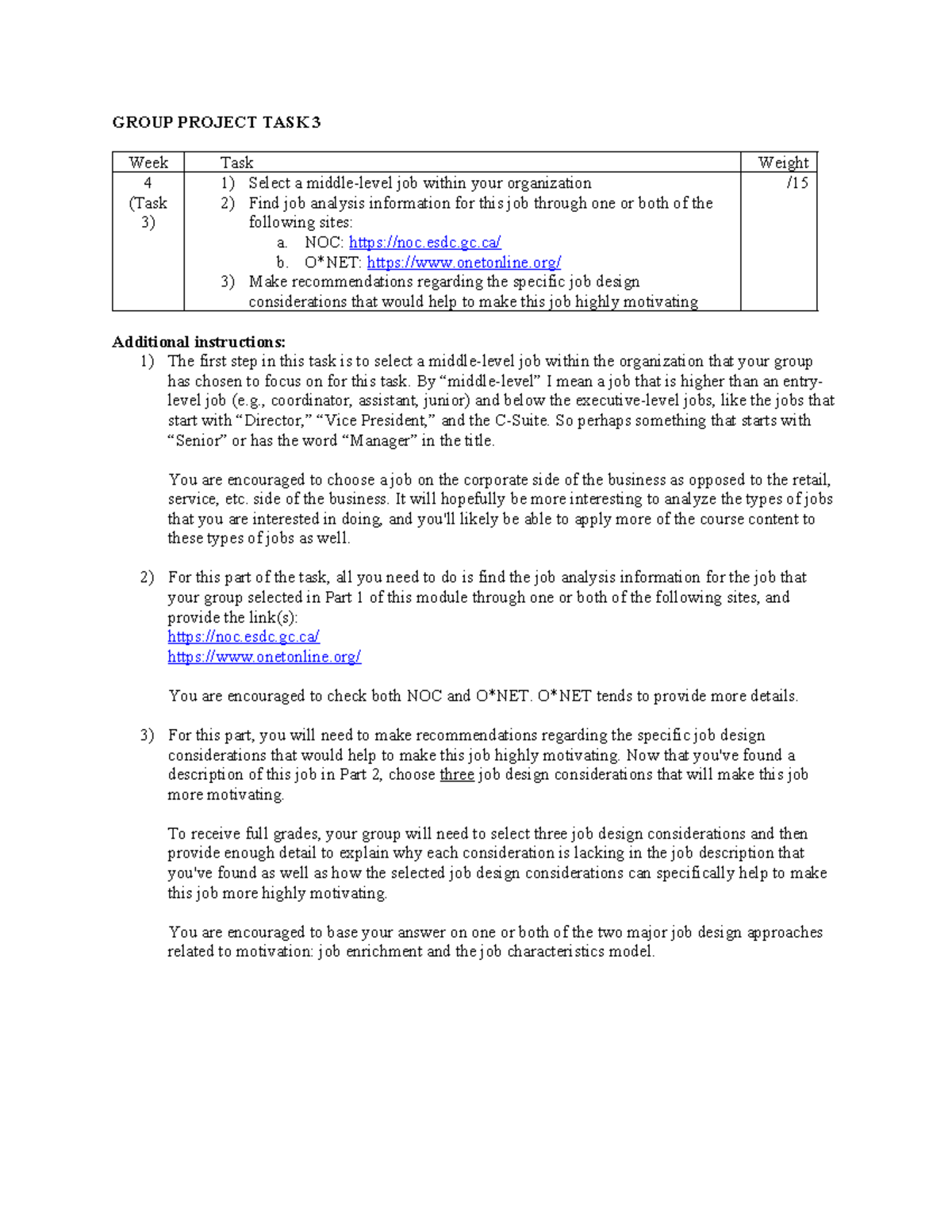 GROUP PROJECT TASK 3: Job Analysis & Design Recommendations - Studocu