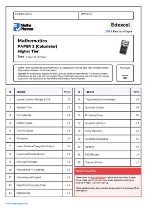 699854407 GCSE 9 1 Mathematics Mock Set 6 Paper 1H mark scheme - Mark Scheme (Final) Mock Set 6 ...
