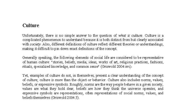 Understanding Culture: A Sociological Perspective - SOC101 - Studocu