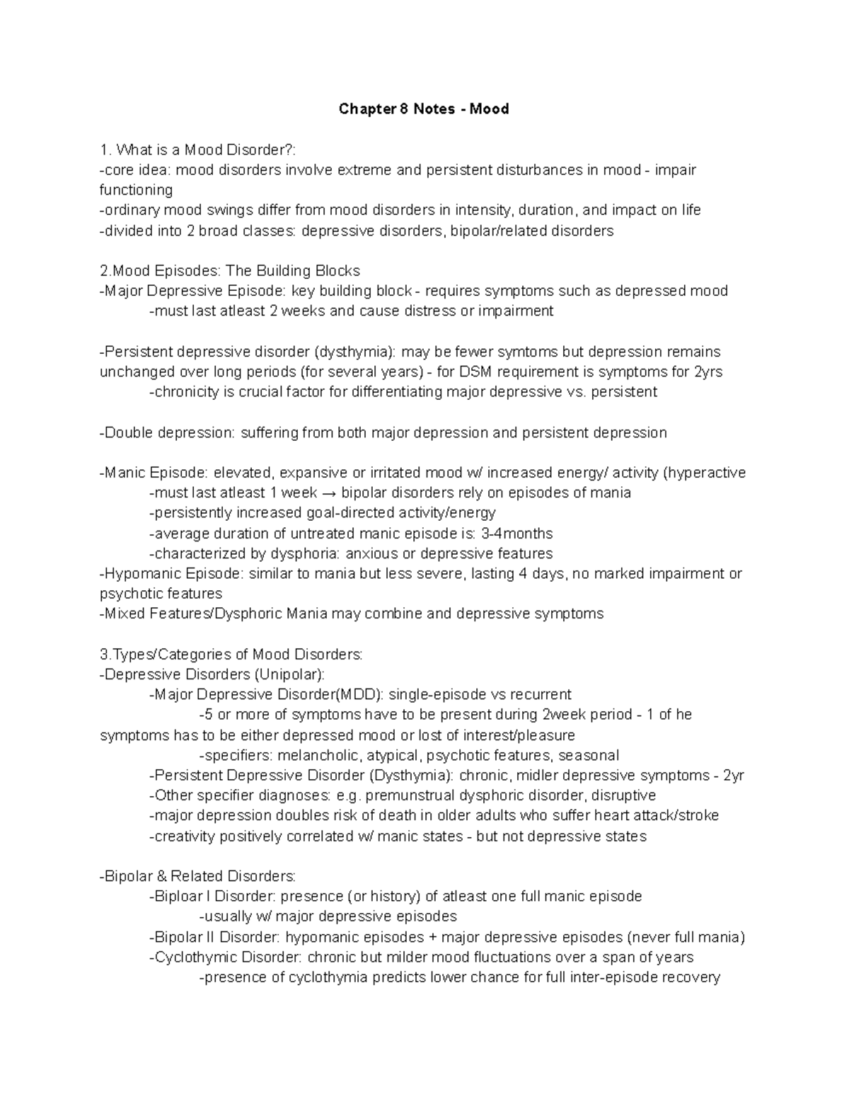 Psych 2310 - Chapter 8 Notes: Understanding Mood Disorders - Studocu