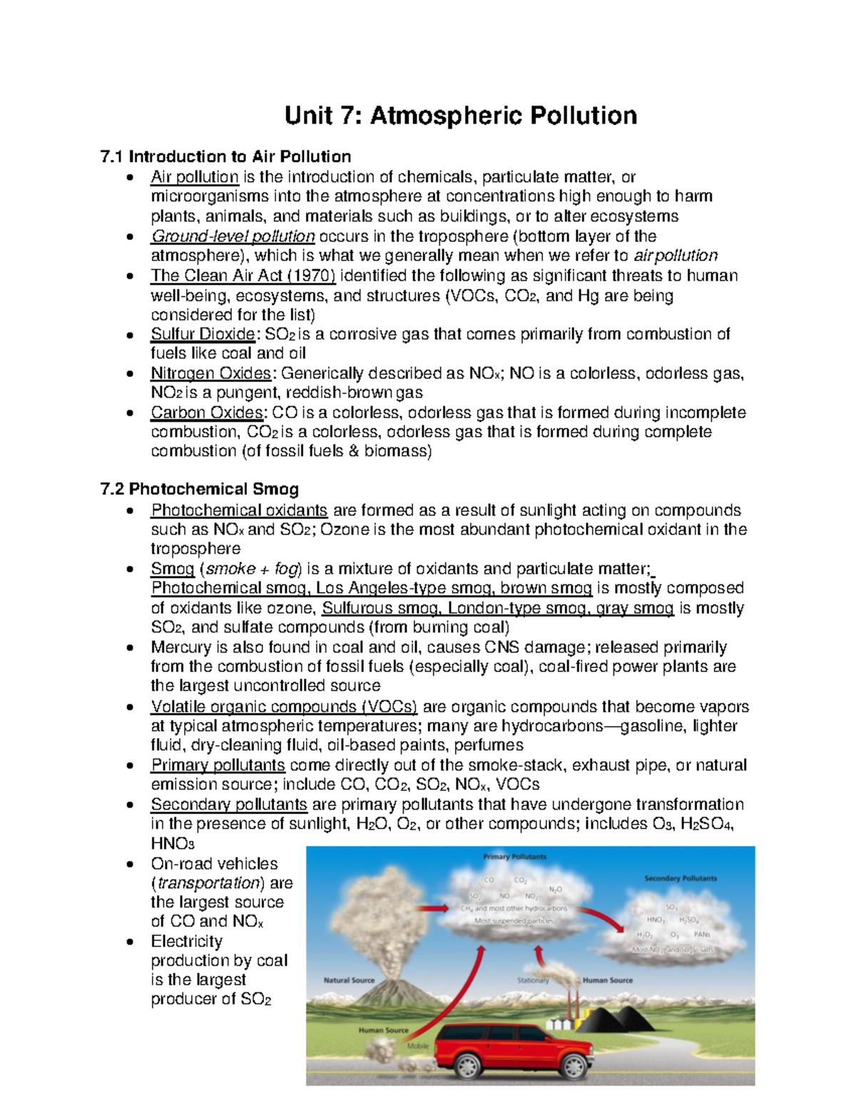 APES Unit 7: Atmospheric Pollution Study Guide & Cheat Sheet - Studocu