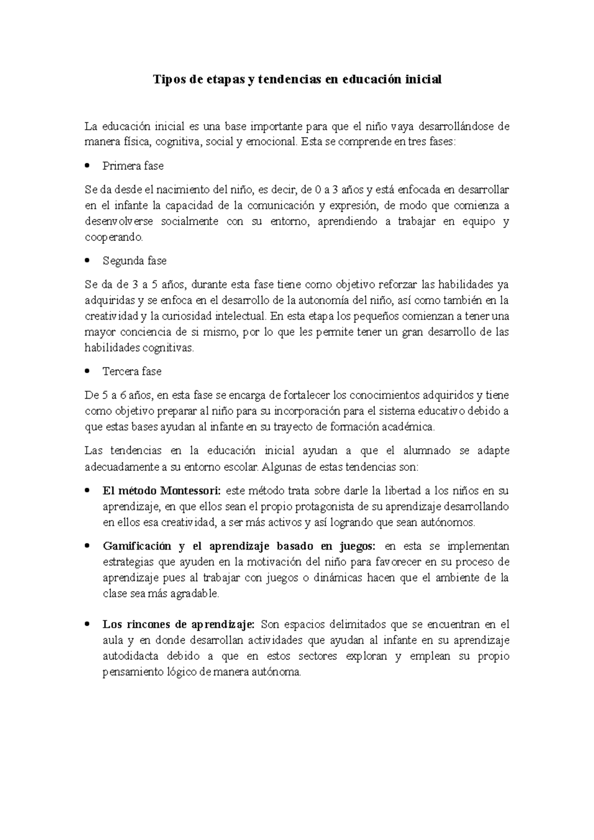 Tipos de etapas y tendencias en educación inicial - Tipos de etapas y ...