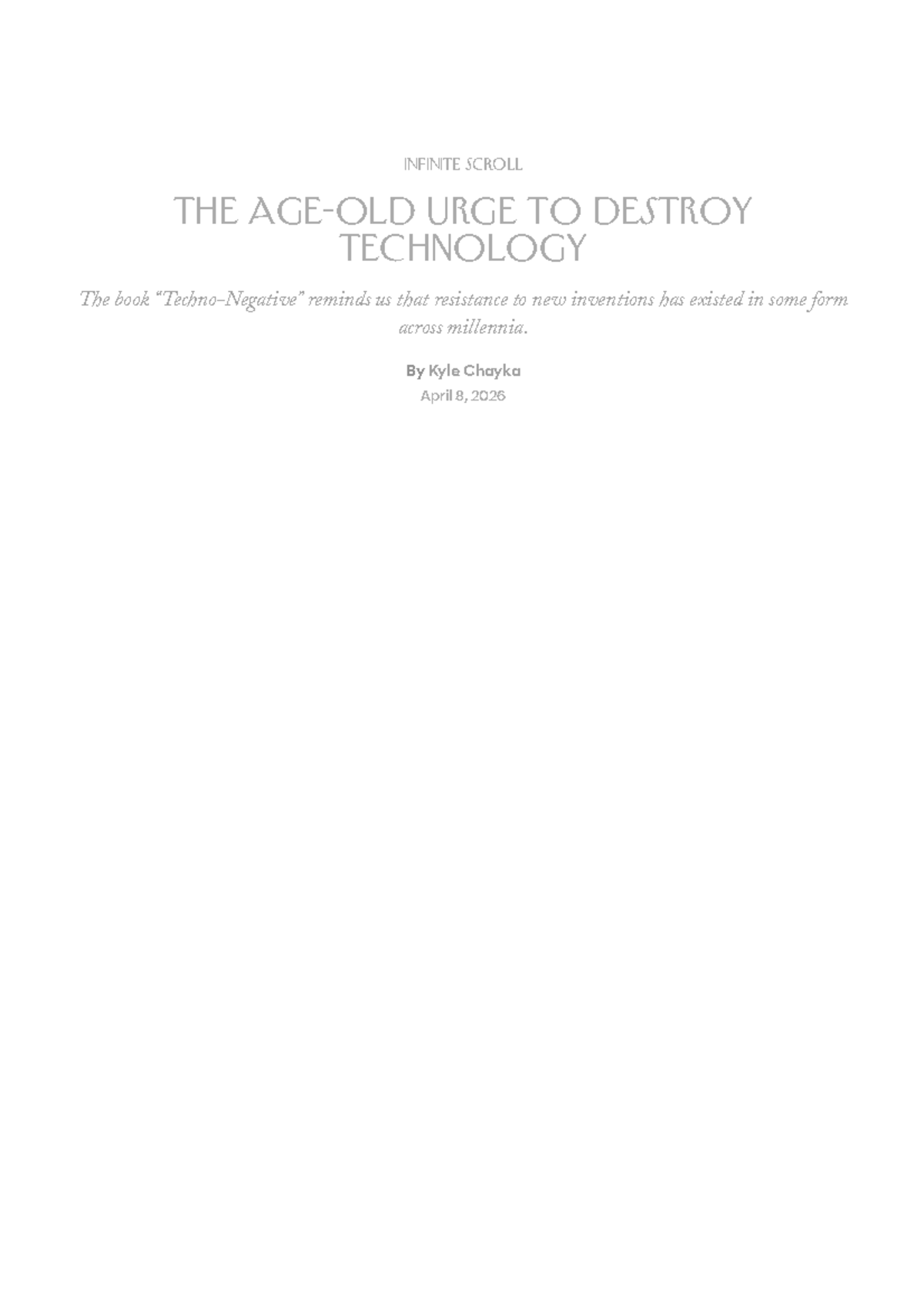 The Age-Old Urge to Destroy Technology: A Study of Resistance - Studocu