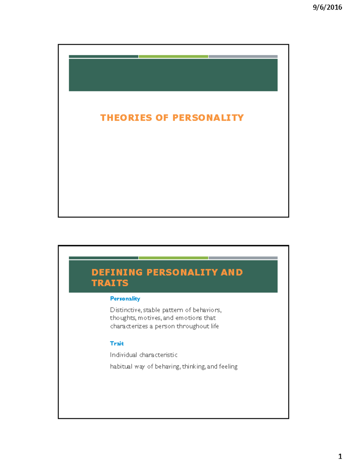 Theories of Personality: Key Concepts in PSY 101 Psychodynamic Approach ...