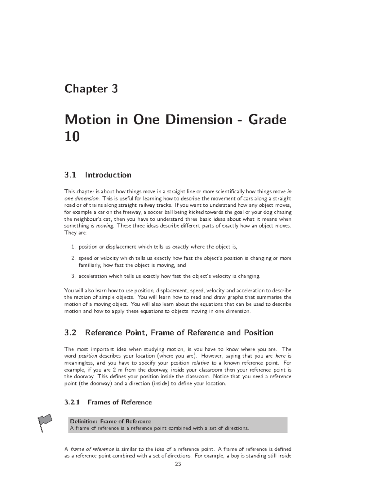 Chapter 3: Motion in One Dimension - Grade 10 Physics Notes - Studocu