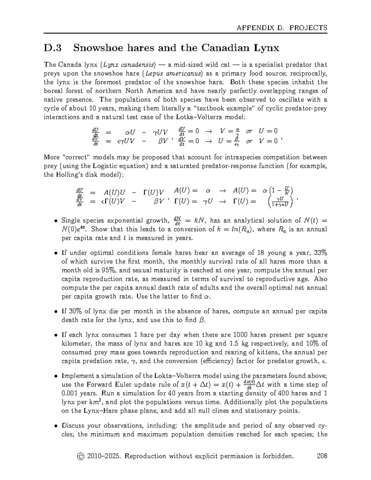 Project 2: Snowshoe Hares & Canadian Lynx Dynamics Analysis - Studocu