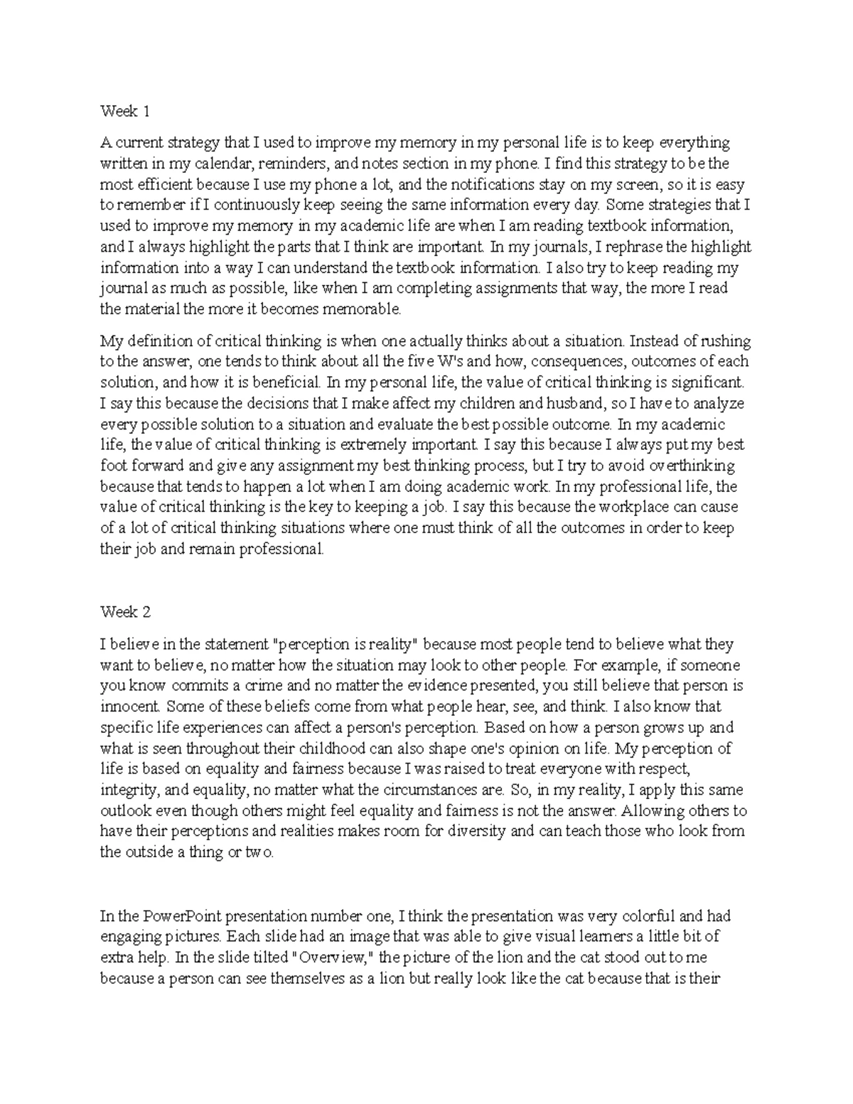 PHI-105 Perception Presentation - State everything, I am going to cover ...