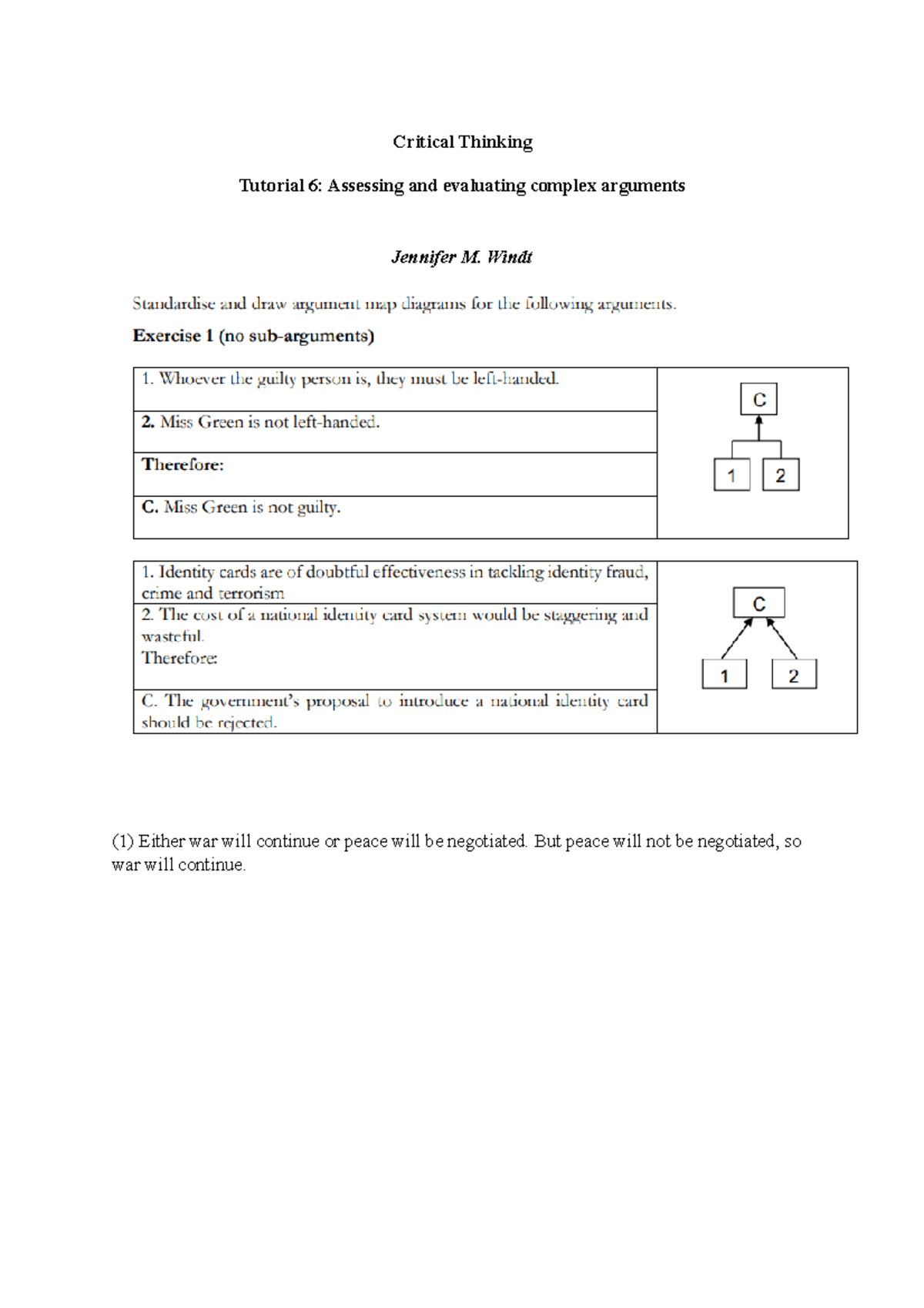 Worksheet 6 (edited S1 2023) - Critical Thinking Tutorial 6: Assessing and evaluating complex ...