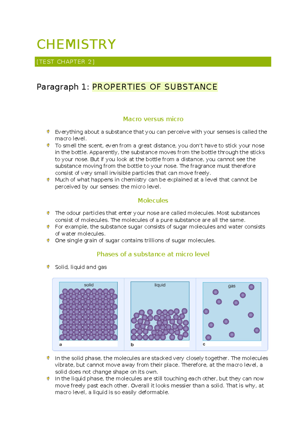 Chemistry Test CH. 2 - Macro & Micro Properties of Substances Summary ...
