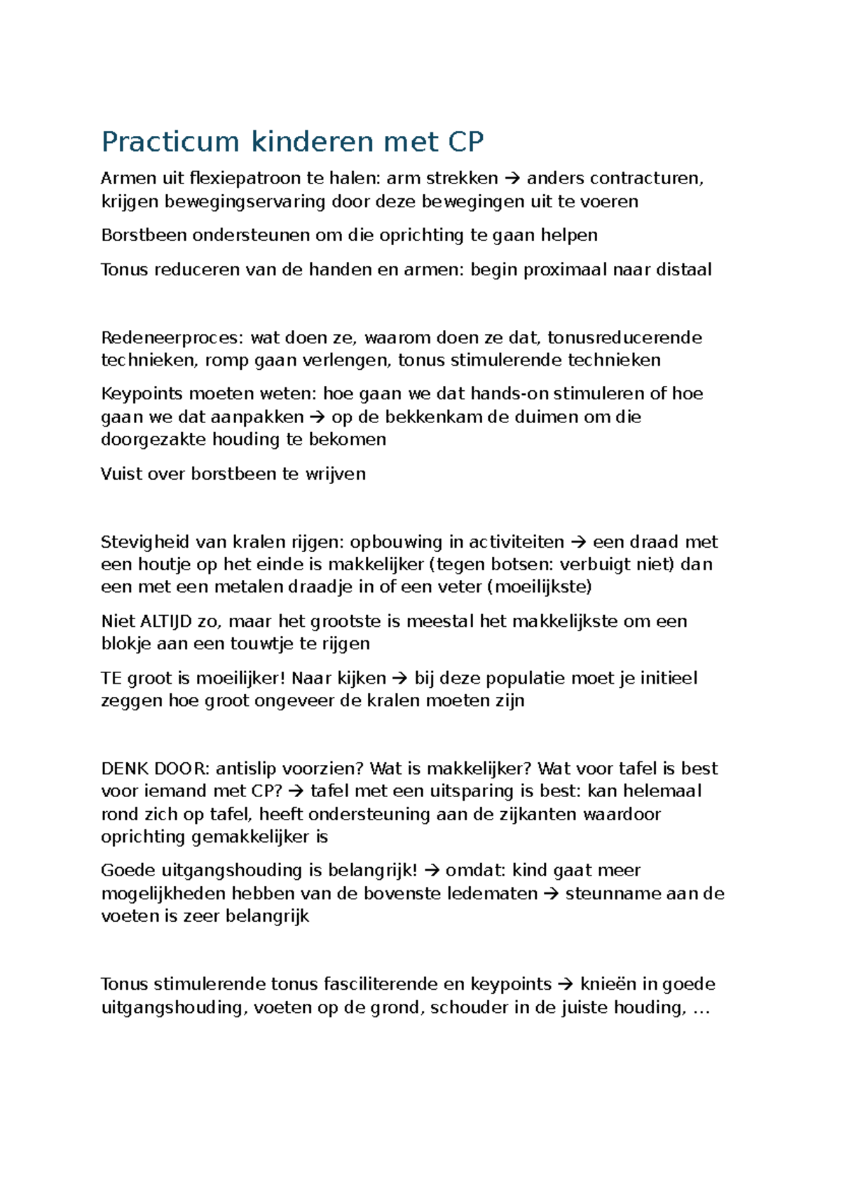 Practicum Kinderen met CP: Arm Strekken en Tonus Reduceren Techniques ...