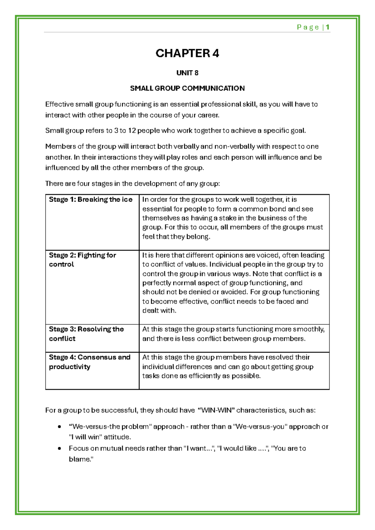 Chapter 4: Small Group Communication - Studocu