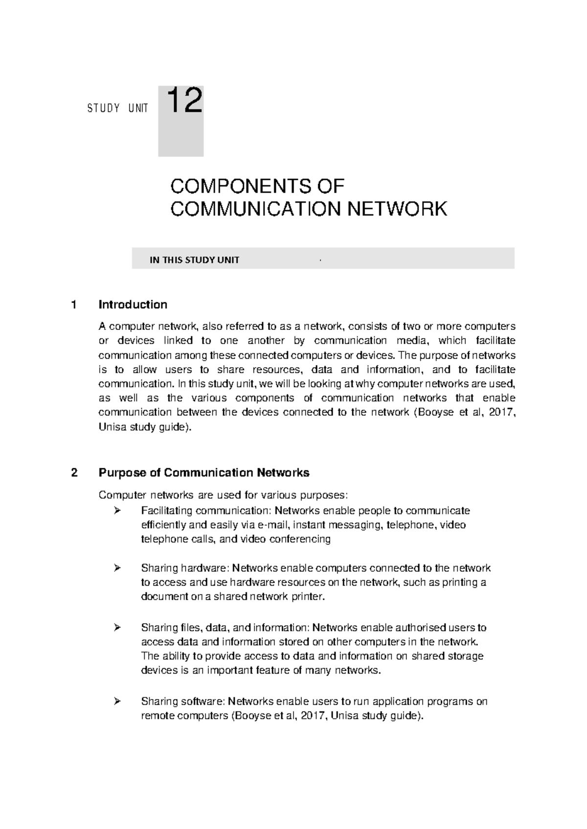 AIN1501 Study Unit 12: Understanding Communication Networks - Studocu