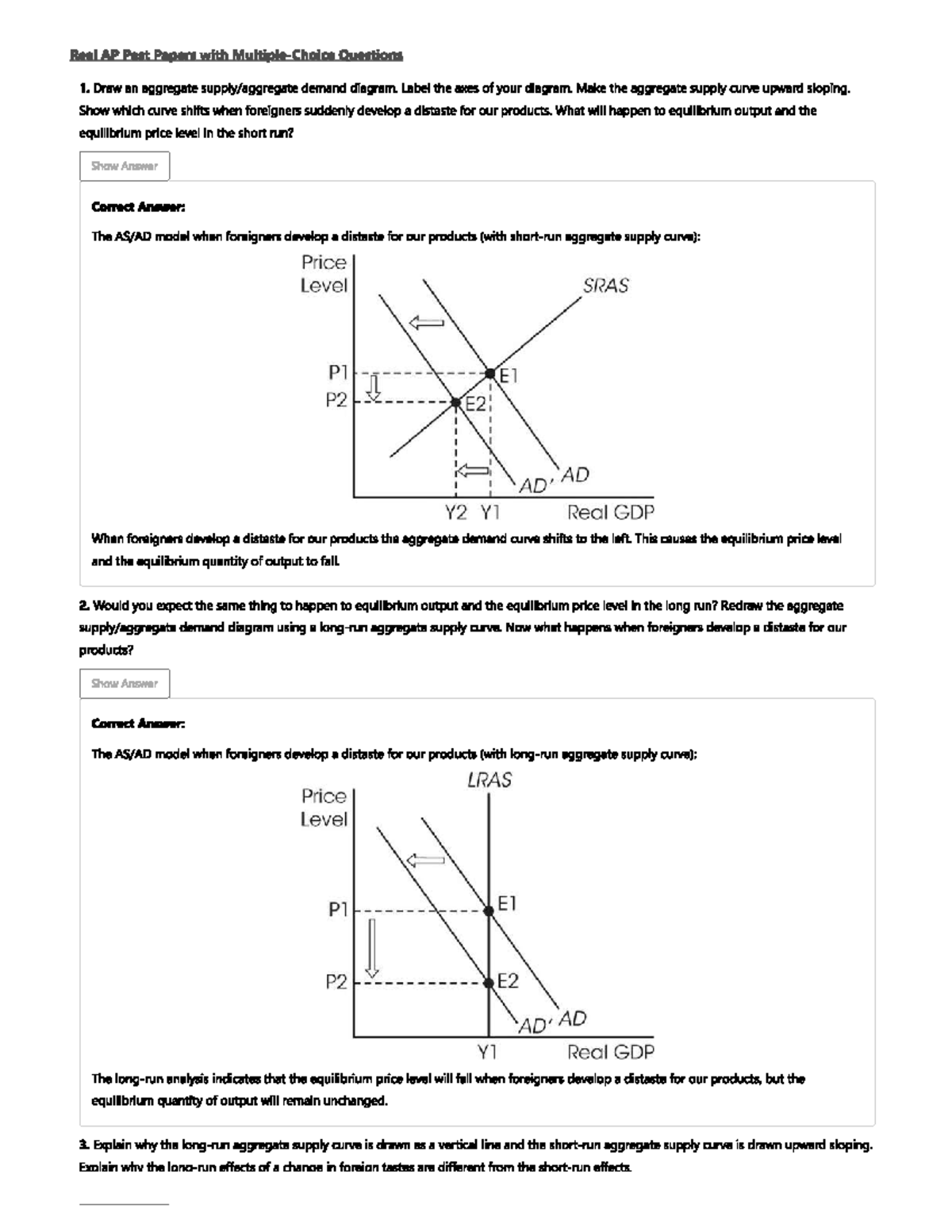 Aggregate Demand & Supply Analysis: Real AP Past Papers - Studocu