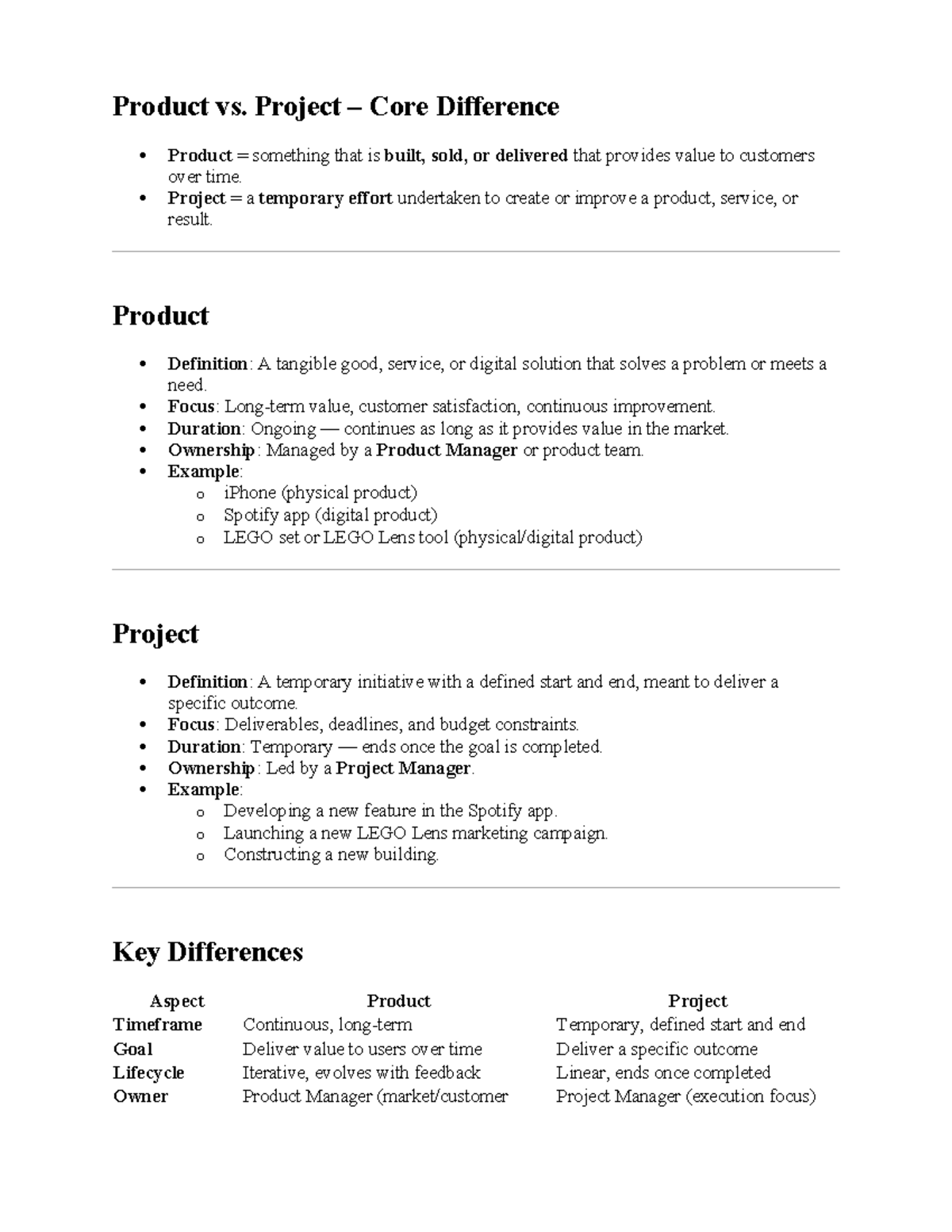 Product vs. Project: Key Differences Explained - Studocu