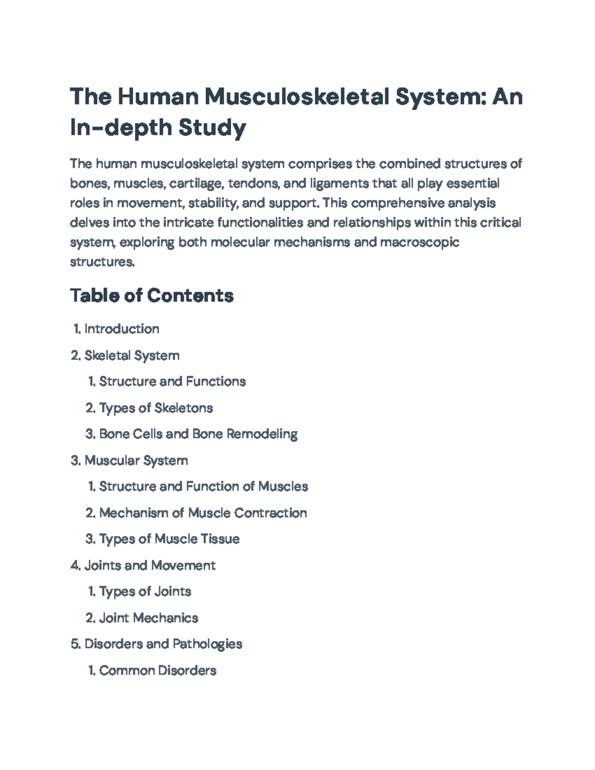 The Human Musculoskeletal System: A Comprehensive Overview - The Human ...