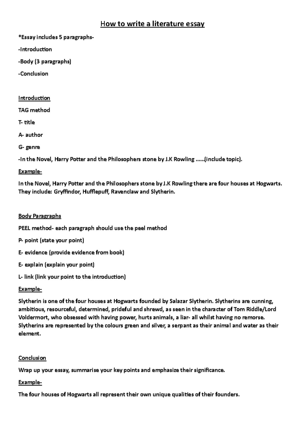 How to Write a Literature Essay: Grade 8 Guide - Studocu