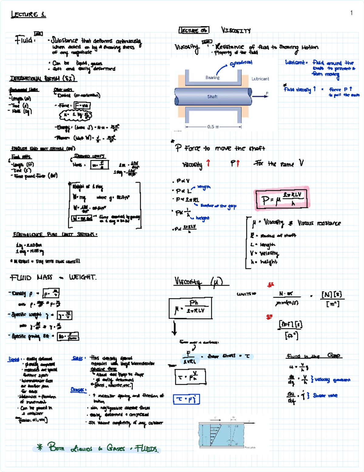 LECTURE 1: INTRODUCTION TO VISCOSITY AND FLUID MECHANICS - Studocu