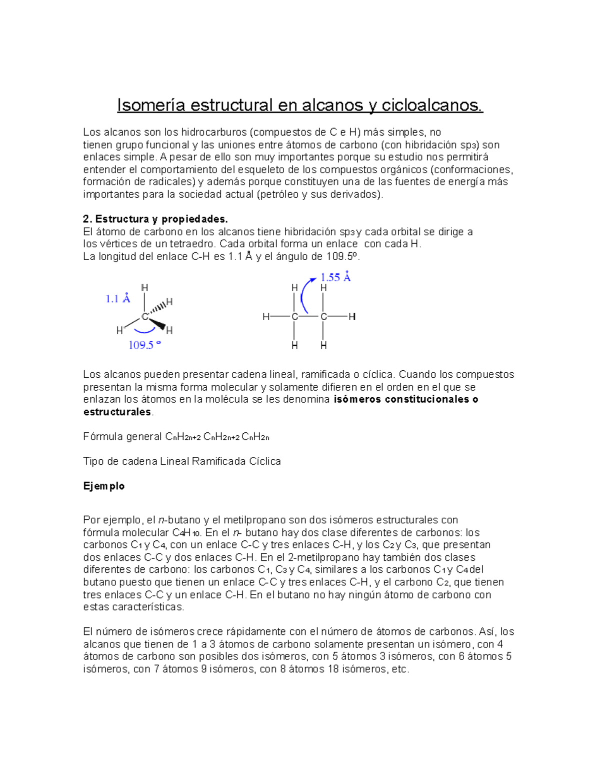Isomería Estructural en Alcanos y Cicloalcanos - Los alcanos son los ...