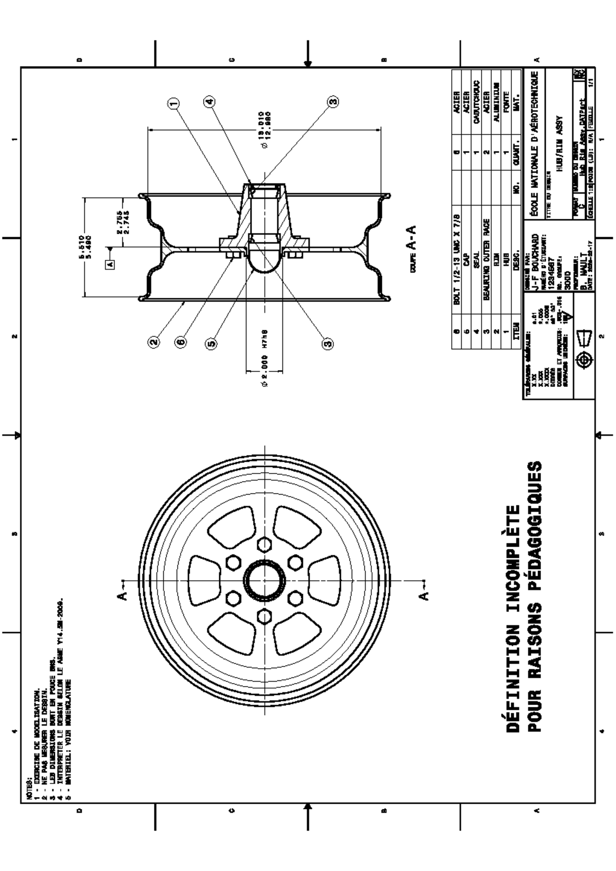 4 3 2 1 NOTES: Hub Rim Assy Drawing & Specifications - Studocu