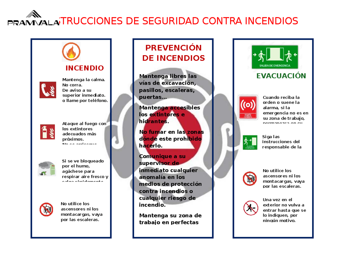 Instrucciones de Seguridad Contra Incendios y Evacuación - Studocu