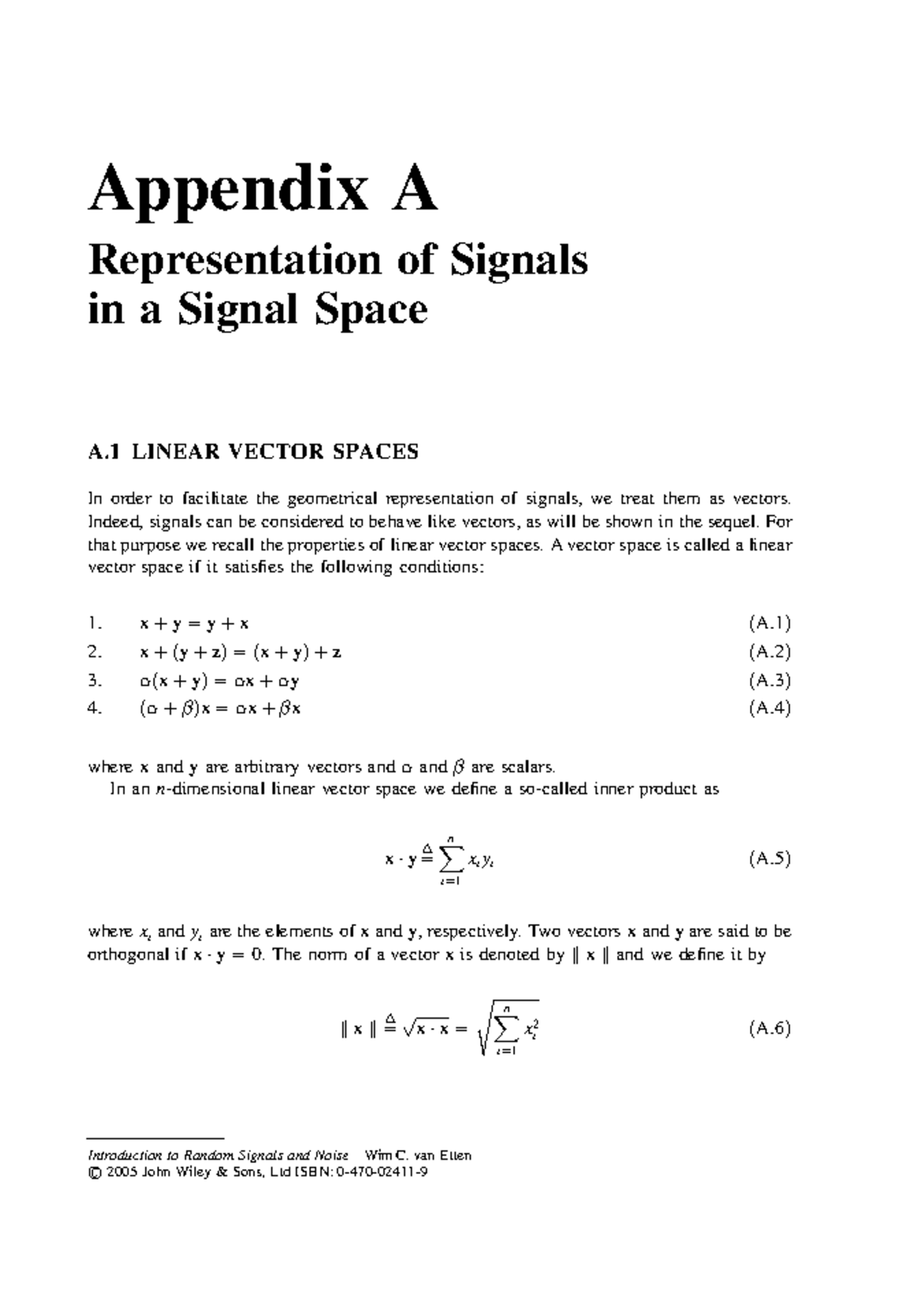 Introduction to Random Signals and Noise - 2005 - van Etten - Appendix ...