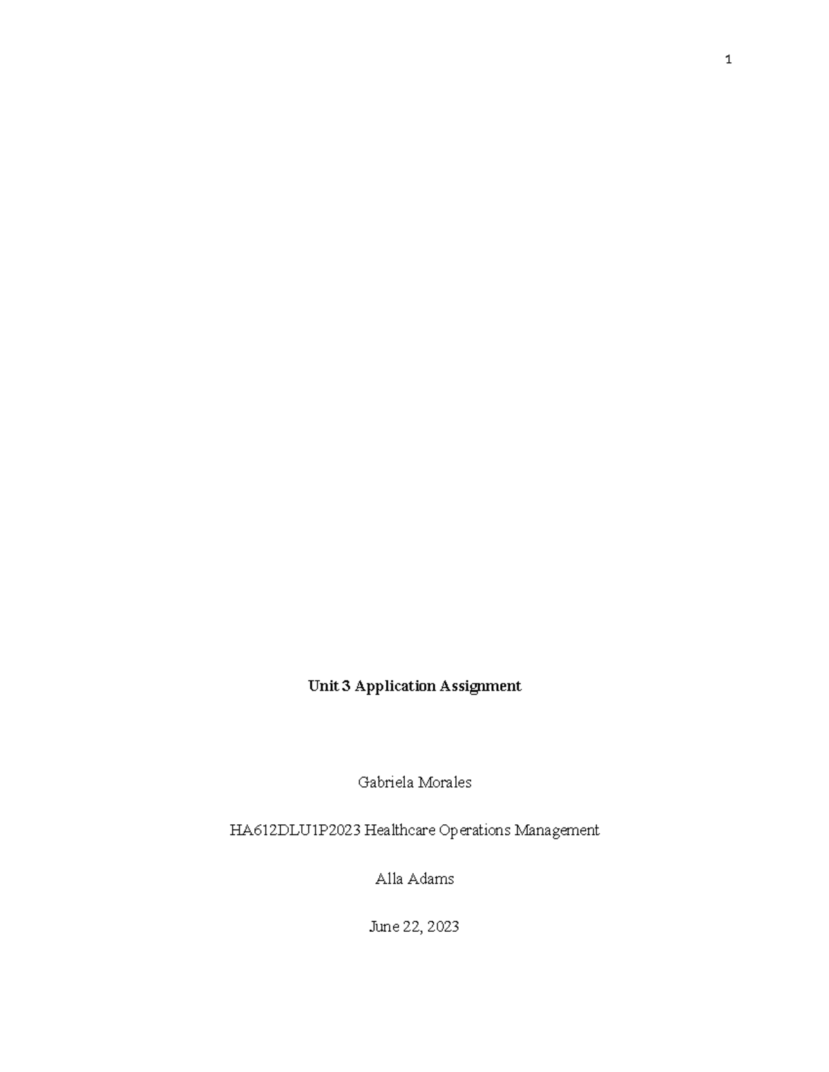 Unit 3 Application Assignment: Control Charts in Healthcare Ops Management - Studocu