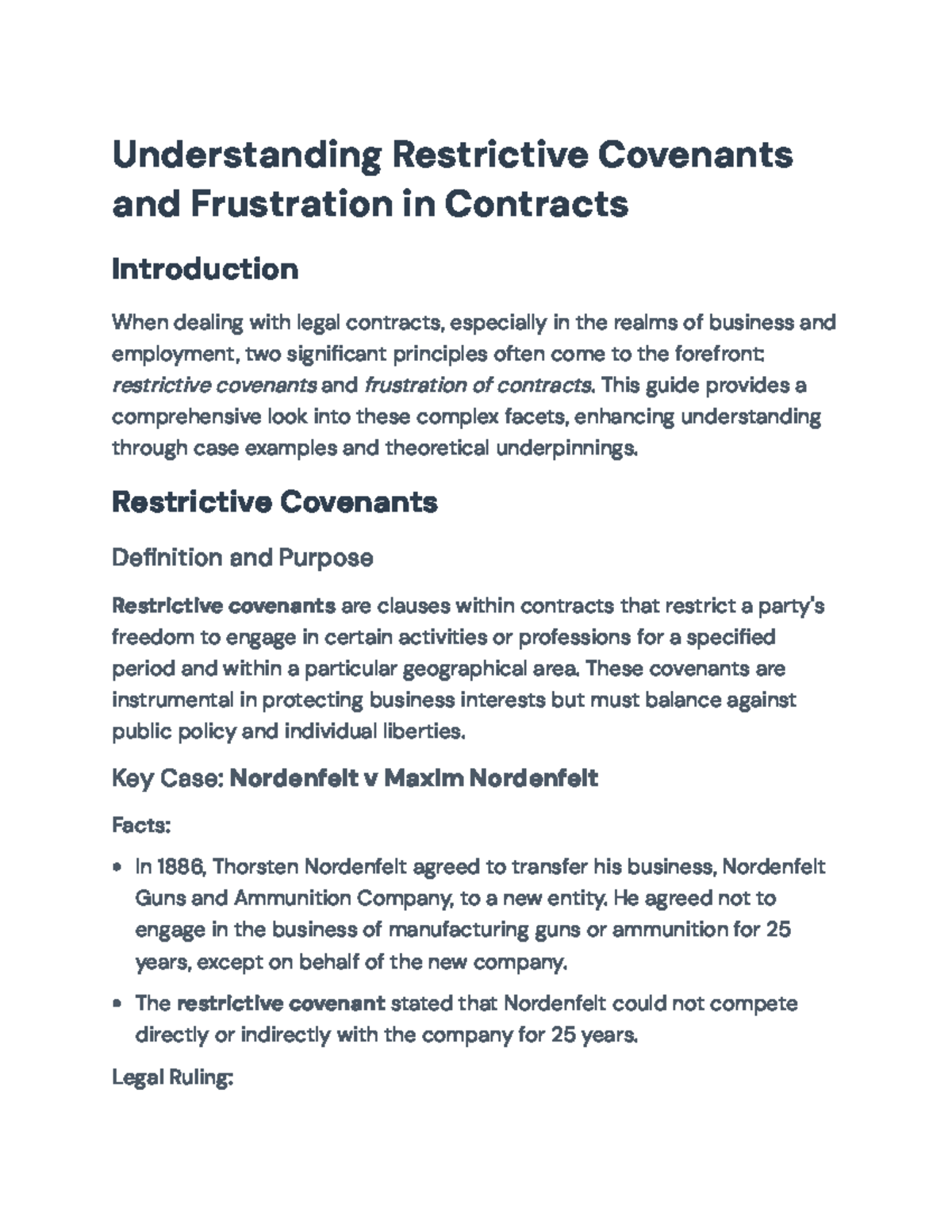 Understanding Restrictive Covenants and Frustration in Contracts ...