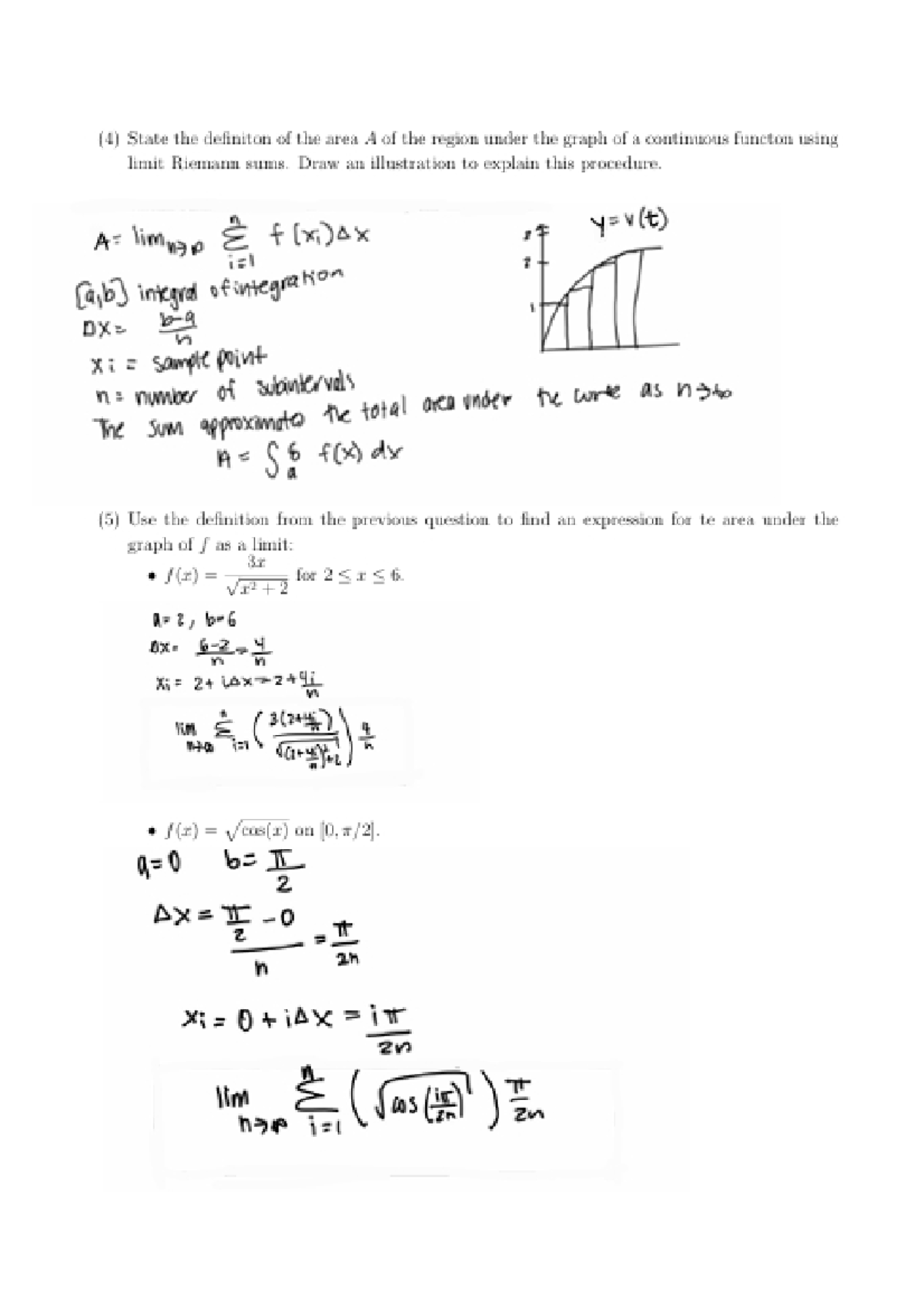 Area Under the Graph: Riemann Sums and Limits (MATH 101) - Studocu