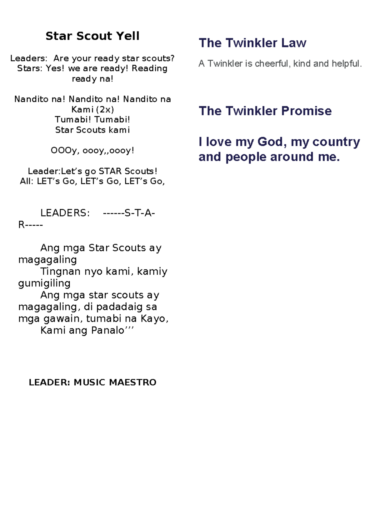 434570767 Star Scout Yell and Promises Overview - Studocu