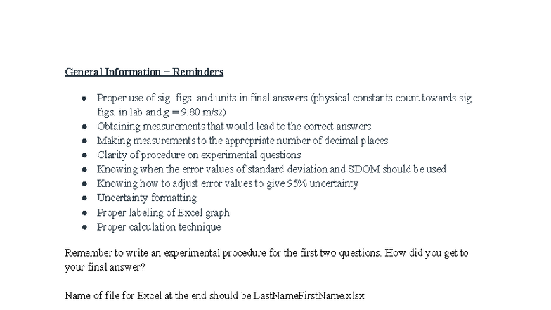 PHYS 101 Lab Final Study Guide: Key Concepts & Procedures - Studocu