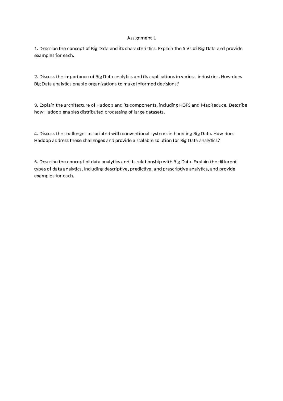 Data Science Assignment 1: Big Data Concepts & Analytics - Studocu