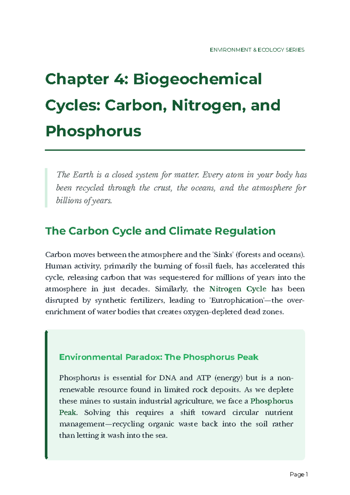 ENVIRONMENTAL SCIENCE Chapter 4: Biogeochemical Cycles Explained - Studocu